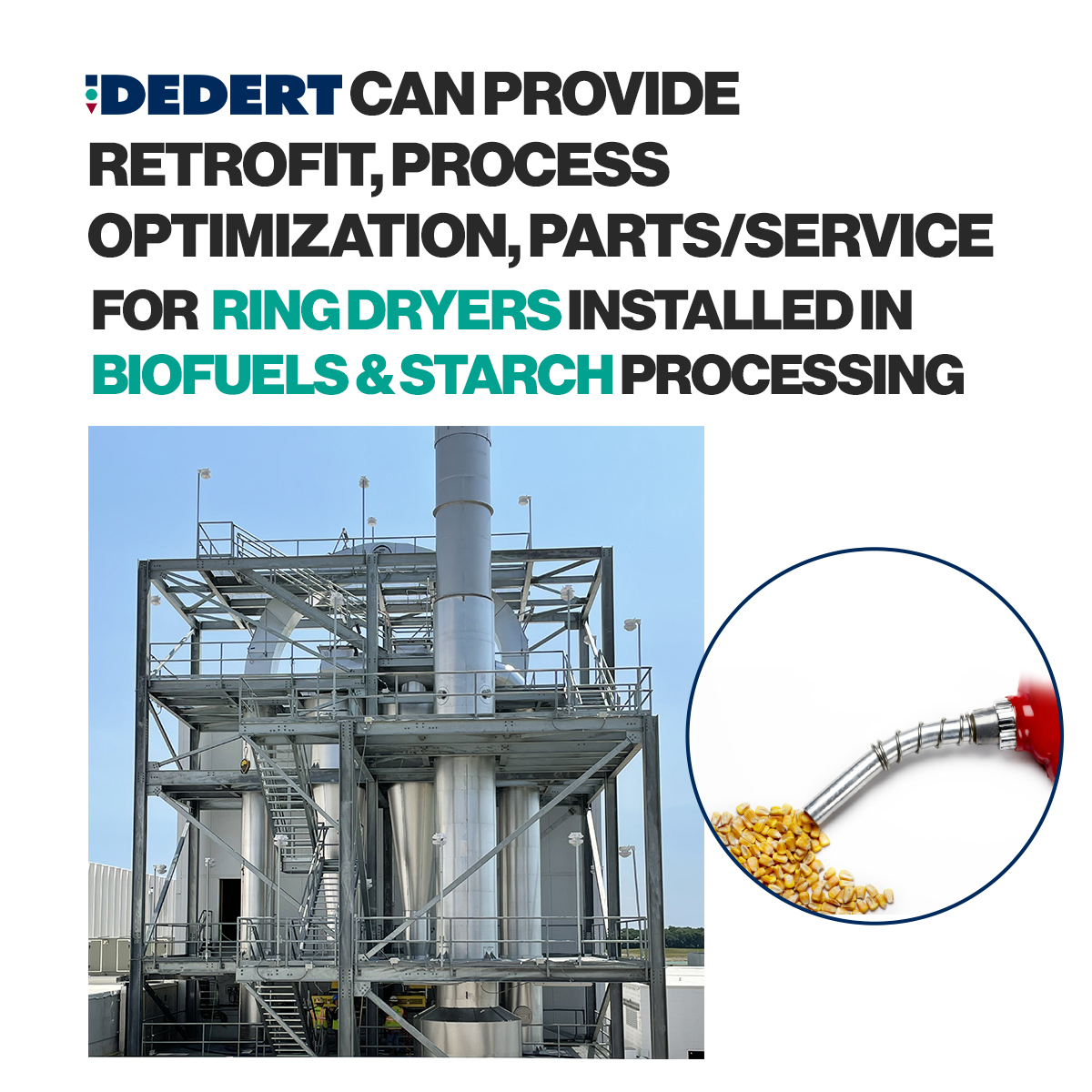 Ring dryer retrofit services for biofuels and starch processing